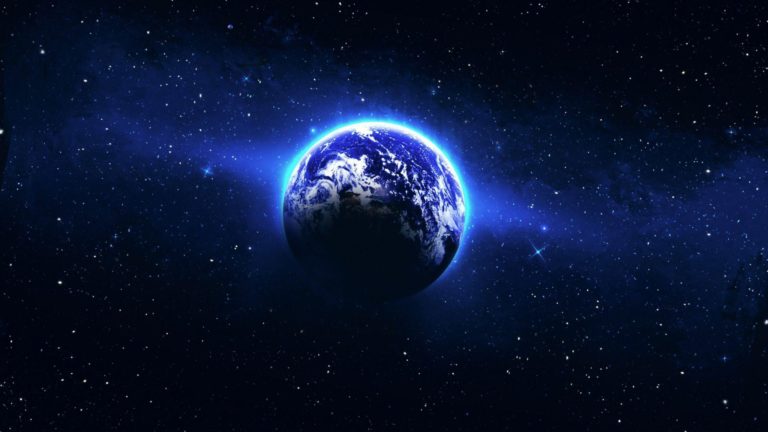 Circle of blue light around the Earth Wallpaper